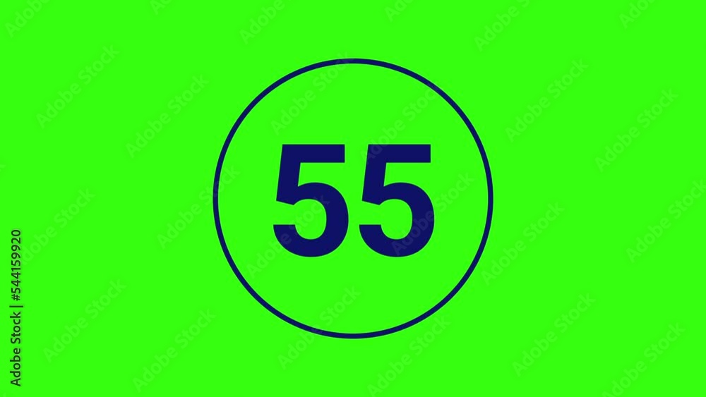 Stylish 60 Seconds 1 Minute Navy Color Countdown Timer On Green