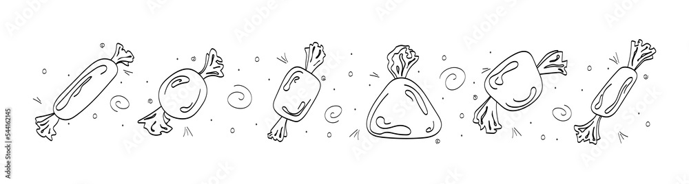 Sweet candies doodle set vector illustration isolated on white ...