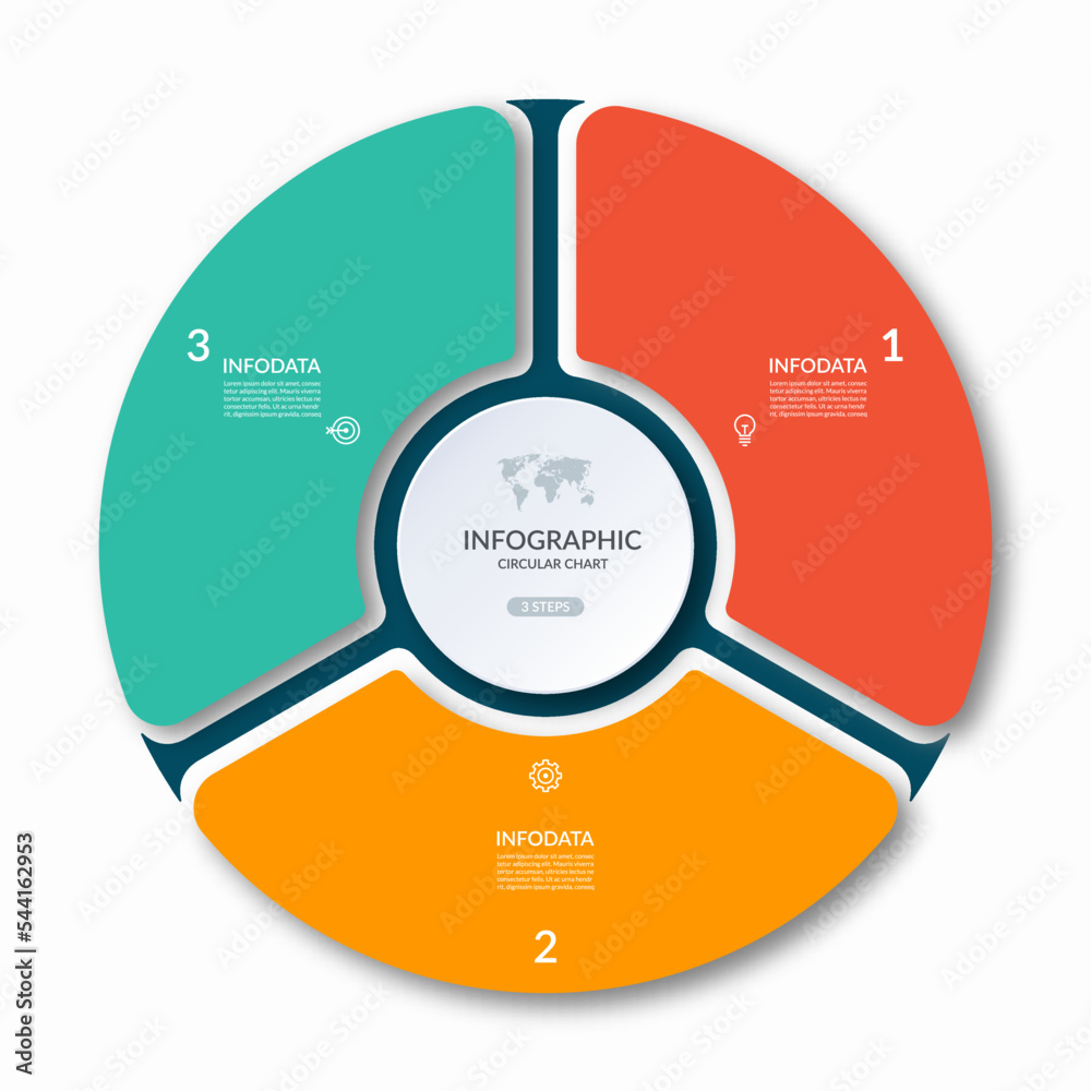 Infographic Circle With 3 Options Parts 3 Step Vector Template For Business Infographics