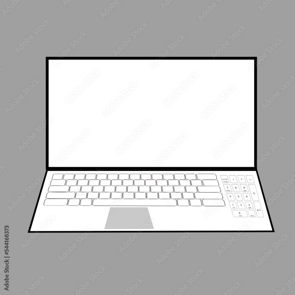 laptop with blank screen mockup. Illustration of laptop notebook mockup ...