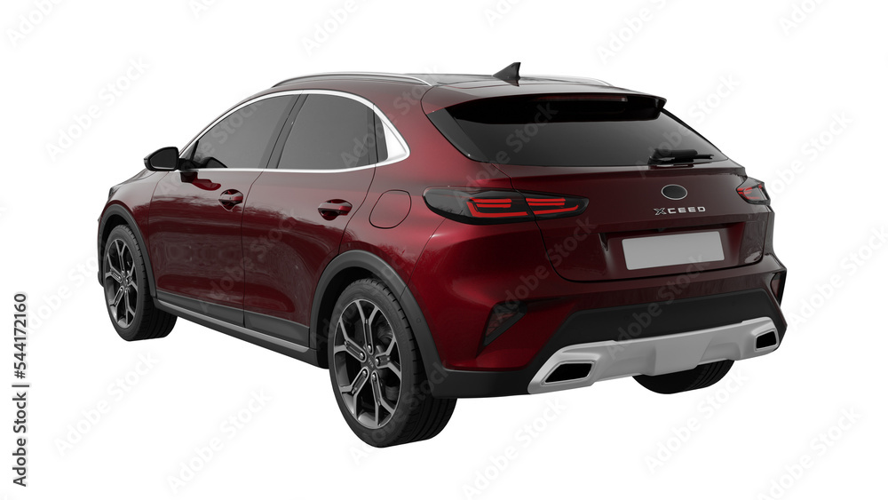 dark red KIA Xceed back prospective view, 3d rendering of PNG ...