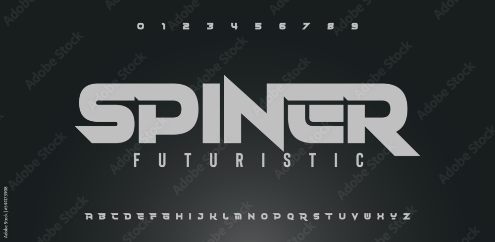 SPINER Modern abstract digital sport font. Logo creative font, type ...