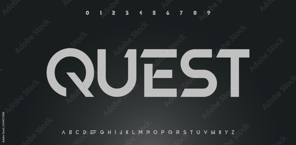 QUEST Modern abstract digital alphabet font. Logo creative font, type ...