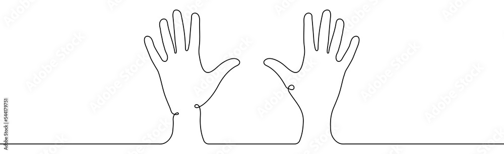 Two Hands Line Art Drawing. Continuous Line Drawing of hand. Vector ...
