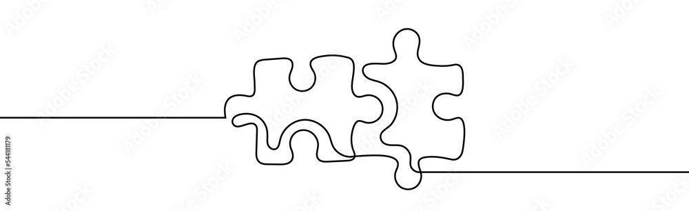 Continuous one line drawing of puzzle. One line vector illustration ...