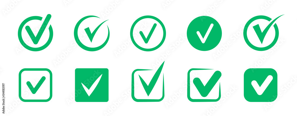 Check mark icon set. Profile verification check marks icon. Approved symbol. Vector illustration ...
