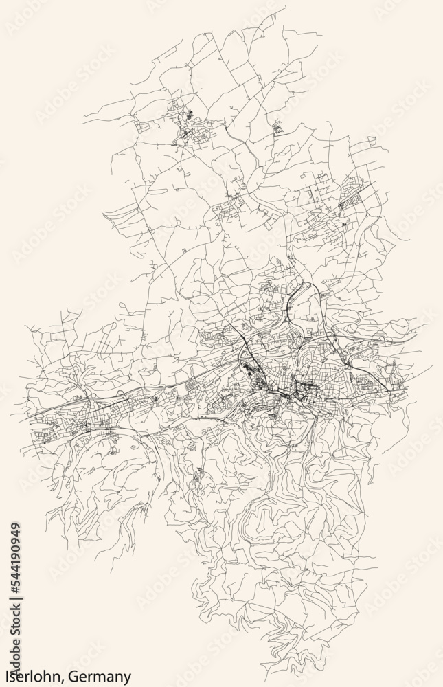 Detailed navigation black lines urban street roads map of the German ...