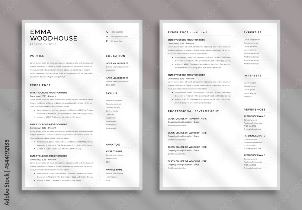 Resume Layout Stock Template | Adobe Stock