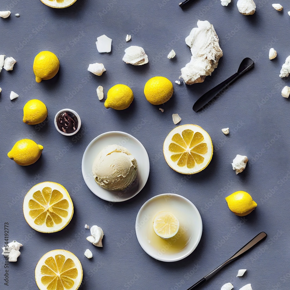 lemon ice cream on seamless texture background. The endless tile ...