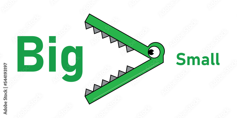 Greater than symbols in math. Crocodile inequality symbols. Vector ...