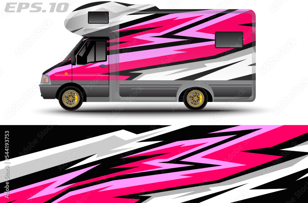 Camper van car wrap design vector for vehicle vinyl stickers and ...