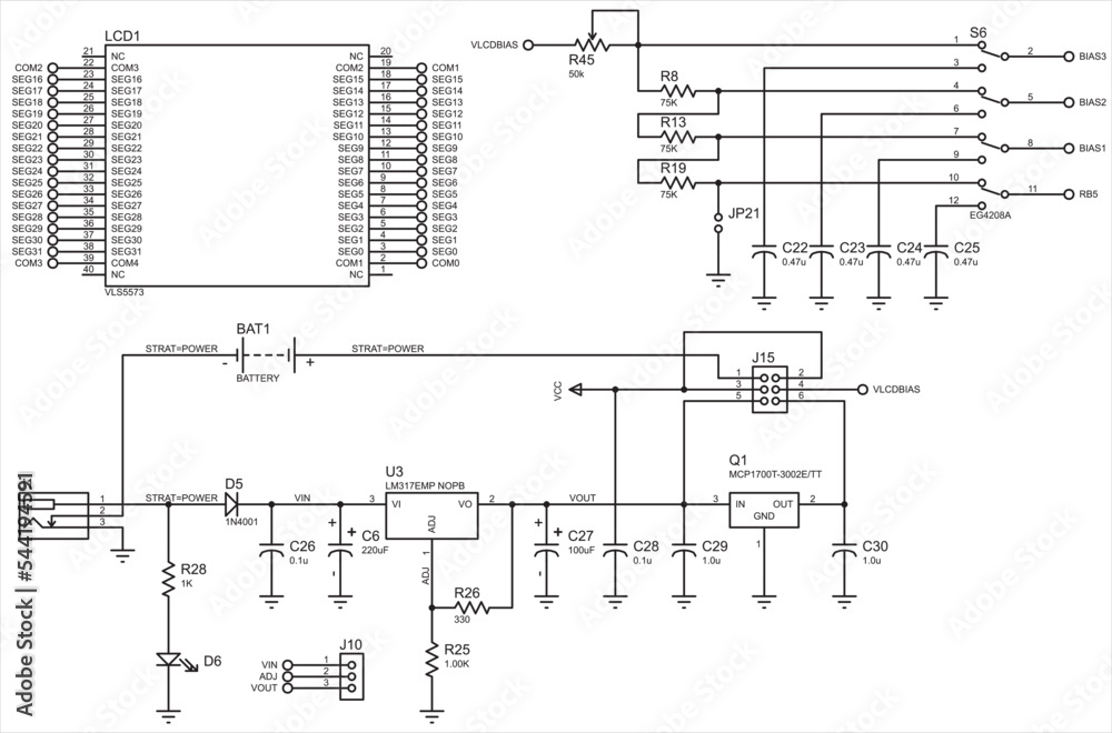 Stockvector Vector electrical schematic diagram of an digital ...