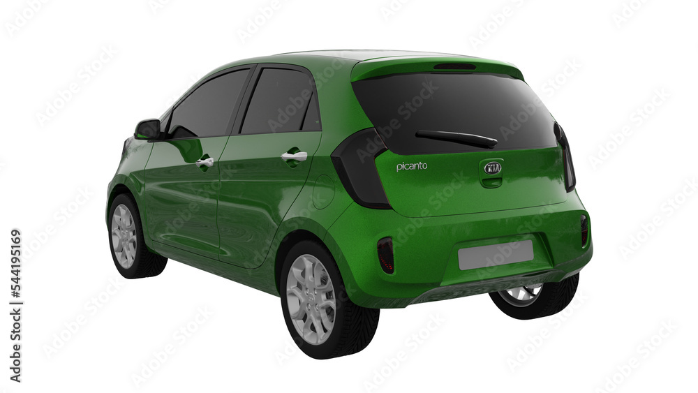 dark green KIA Picanto side view, 3d rendering of PNG transparent car ...