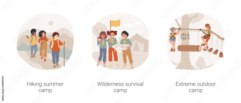 Summer camps for gradeschoolers isolated cartoon vector illustration ...