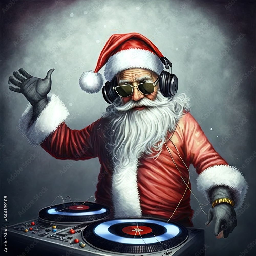dj santa in action Stock Illustration | Adobe Stock