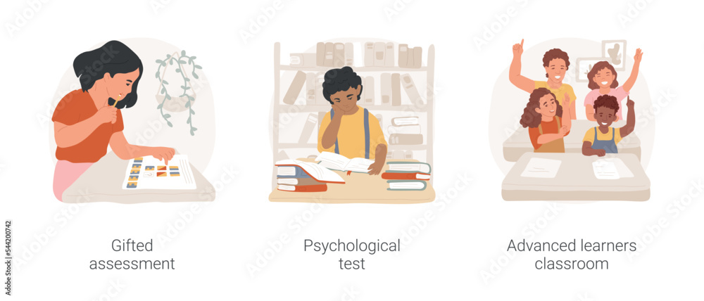 Gifted child program isolated cartoon vector illustration set. Gifted ...