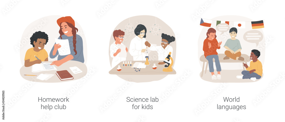 After school electives isolated cartoon vector illustration set ...