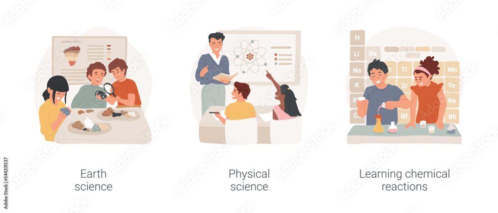 Science middle school curriculum isolated cartoon vector illustration ...