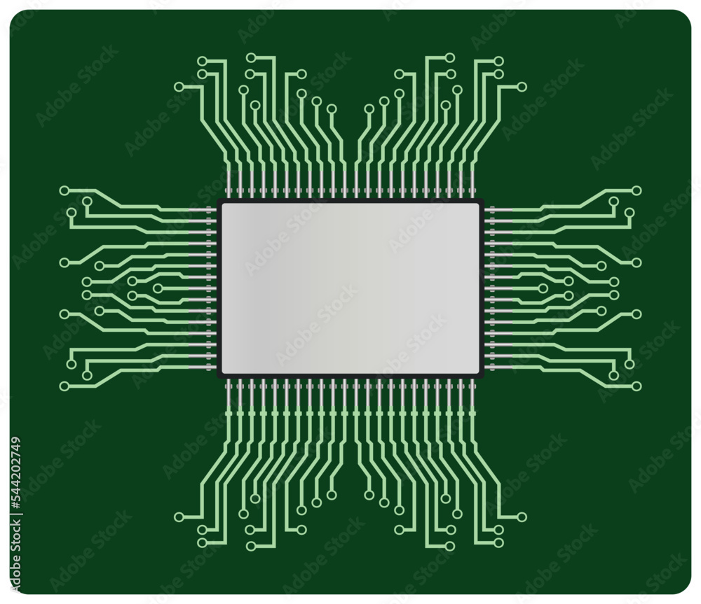 Electronic circuit chip on board. PCB symbol vector illustration ...