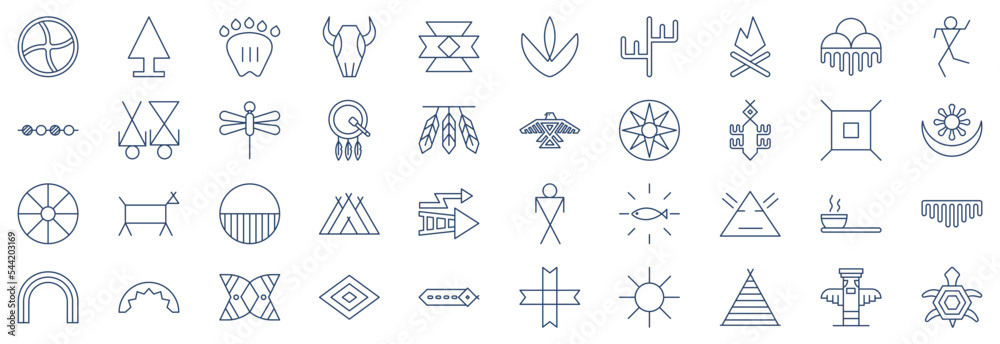 Collection of icons related to Native American Symbols, including icons ...
