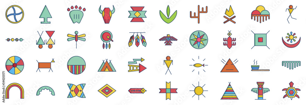 Collection of icons related to Native American Symbols, including icons ...