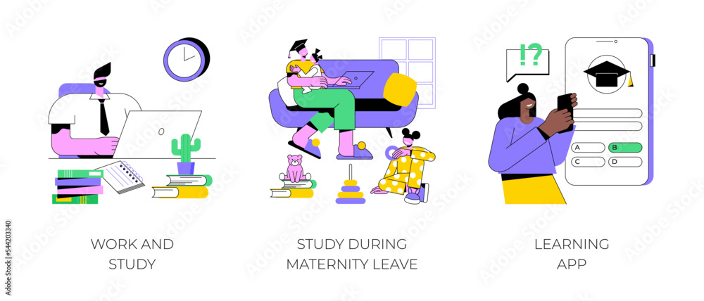 Learning opportunities isolated cartoon vector illustrations set. Work ...