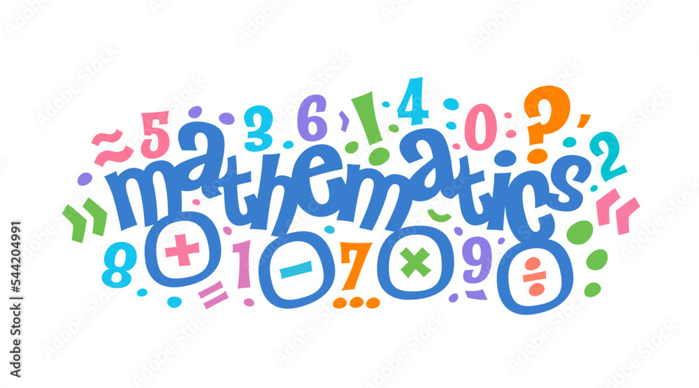 symbols of mathematics and mathematics. mathematics concept. the word ...