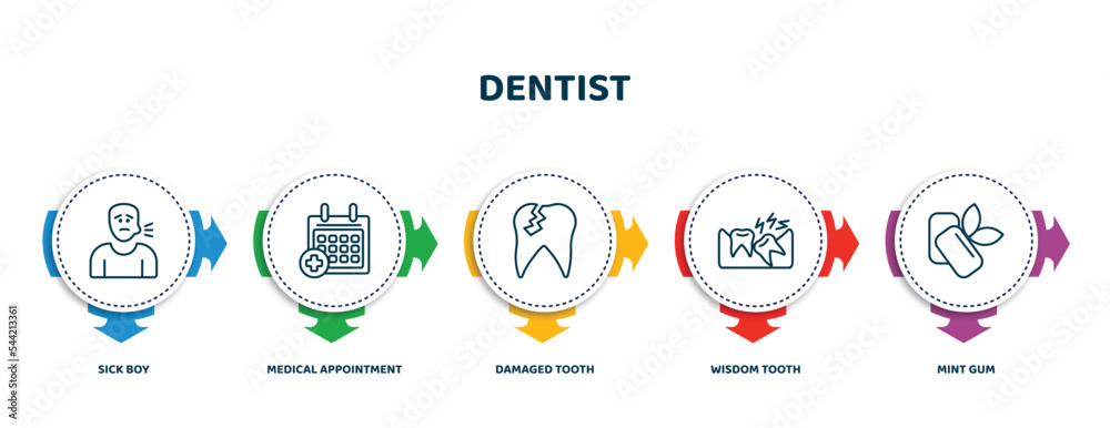 editable thin line icons with infographic template. infographic for dentist concept. included ...