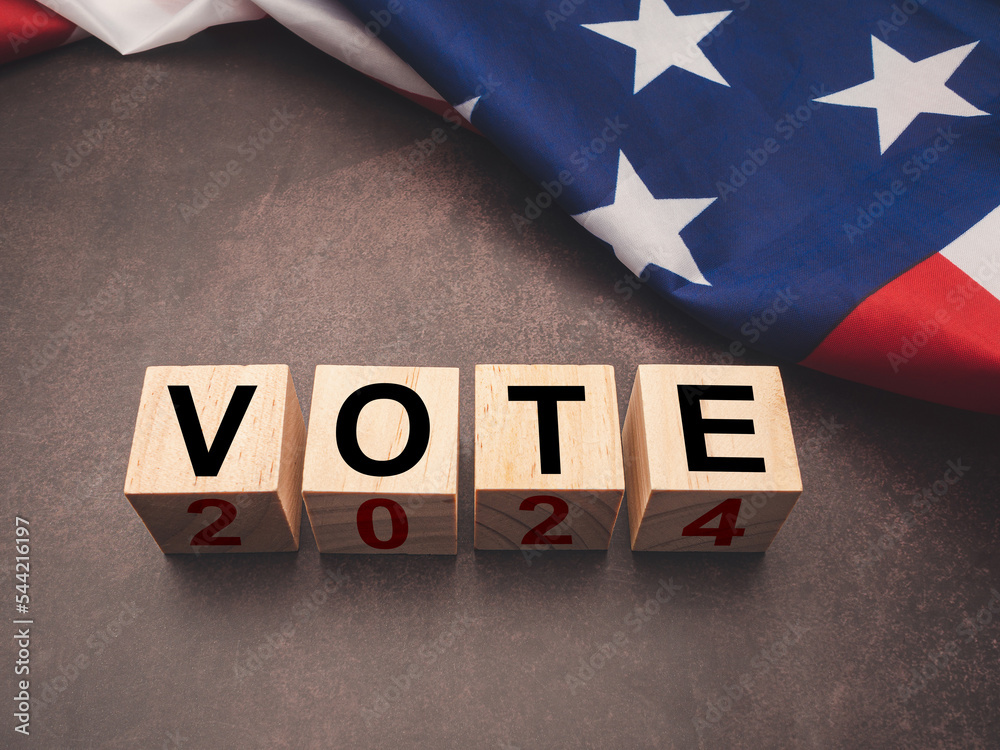 United States presidential election 2024. Wooden cubes with text VOTE ...
