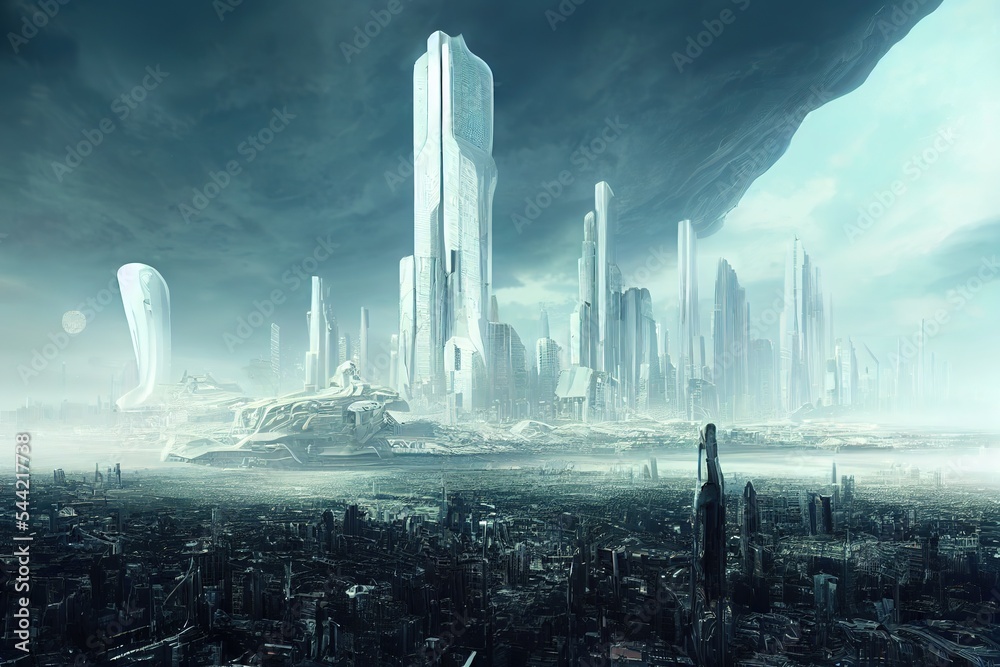 Futuristic Sci Fi Utopian City Alien Stock Illustration | Adobe Stock