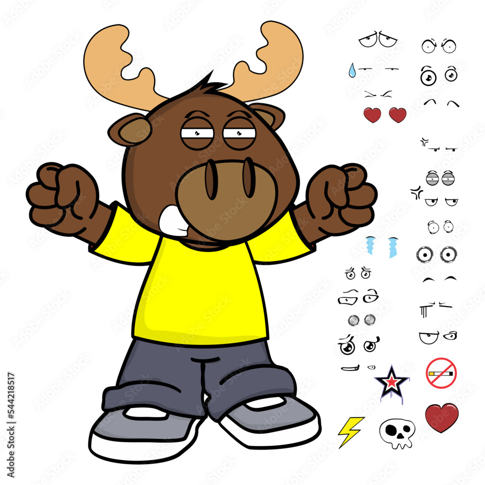 moose kid character cartoon expressions set in vector format Stock ...
