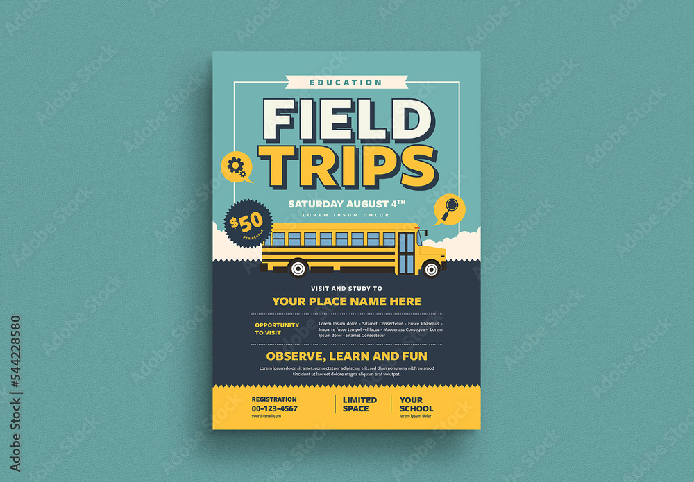 Field Trips Event Flyer Stock Template | Adobe Stock