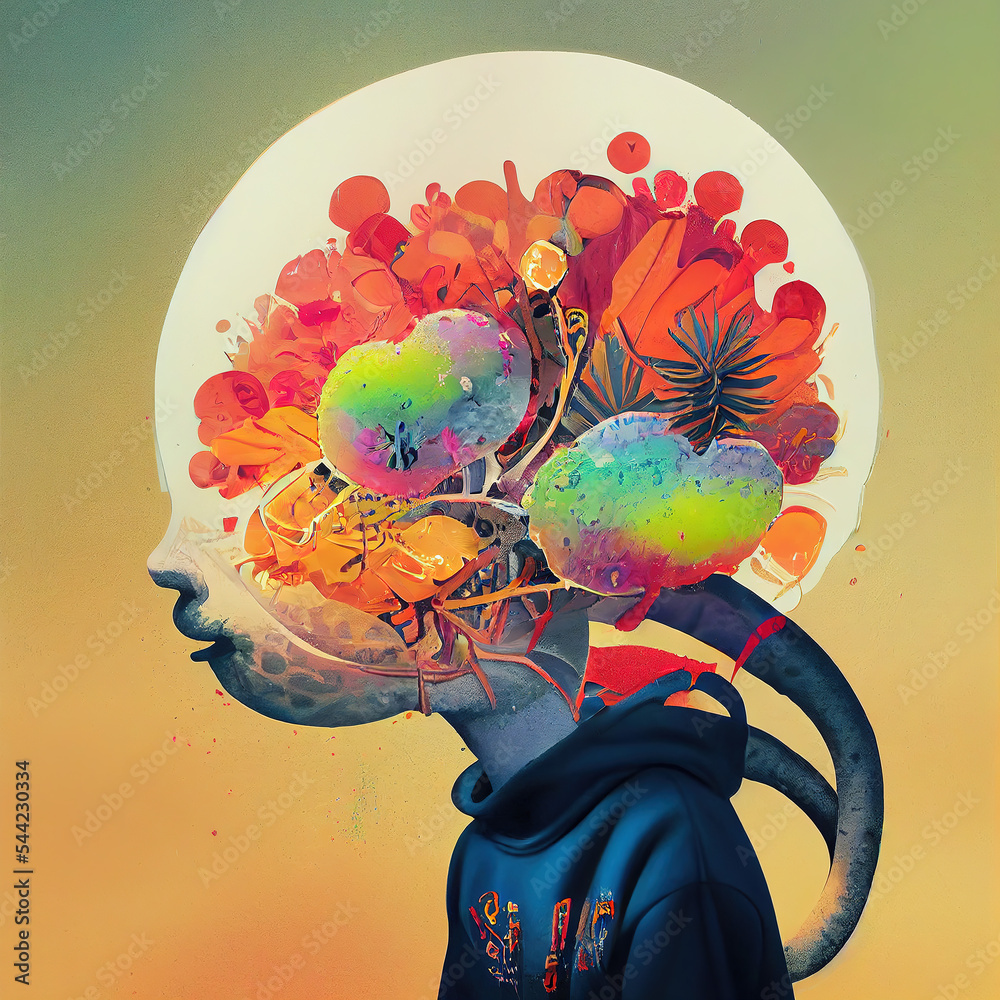 The brain / mind / emotions personified, in an unusual, abstract ...