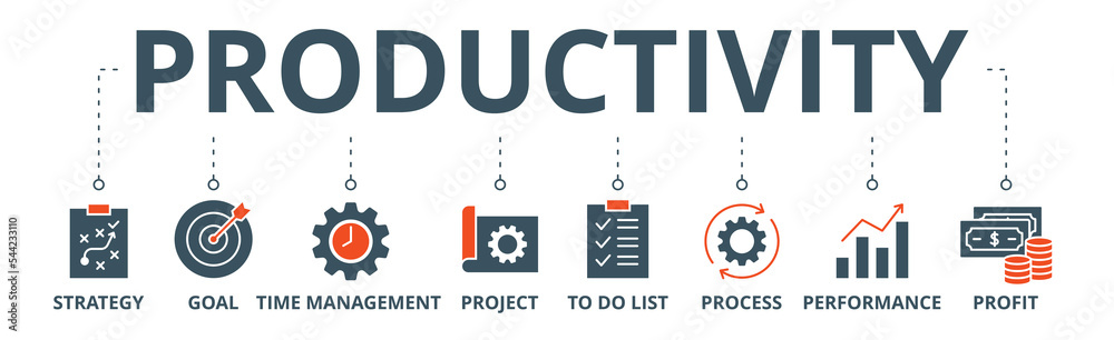 Productivity banner web icon vector illustration concept with icon of ...