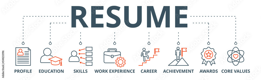 Resume banner web icon vector illustration concept with icon of profile ...