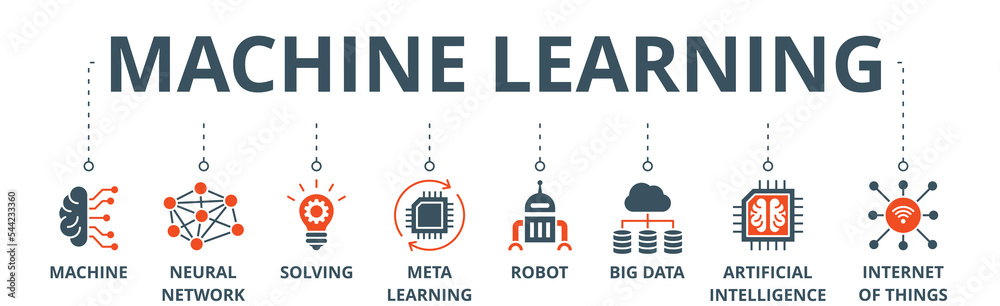 Machine learning banner web icon vector illustration concept with icon ...