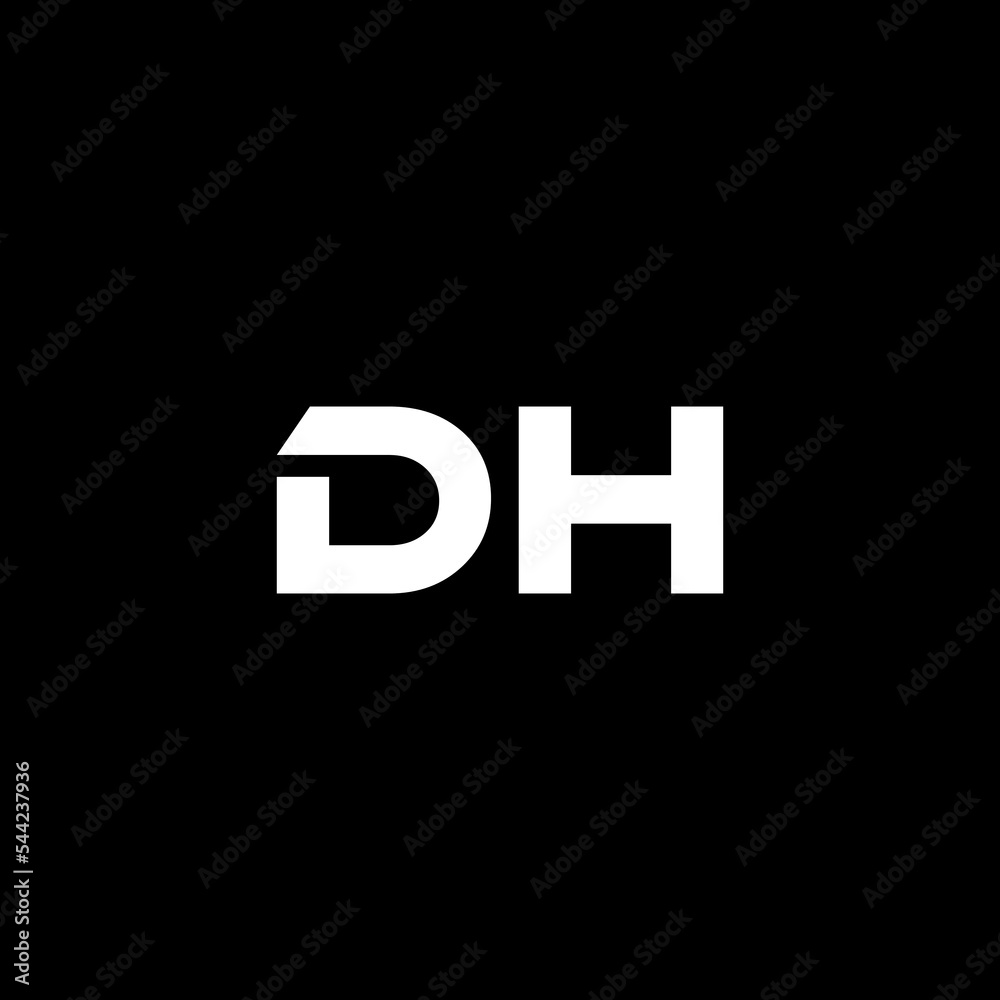 DH letter logo design with black background in illustrator, vector logo ...