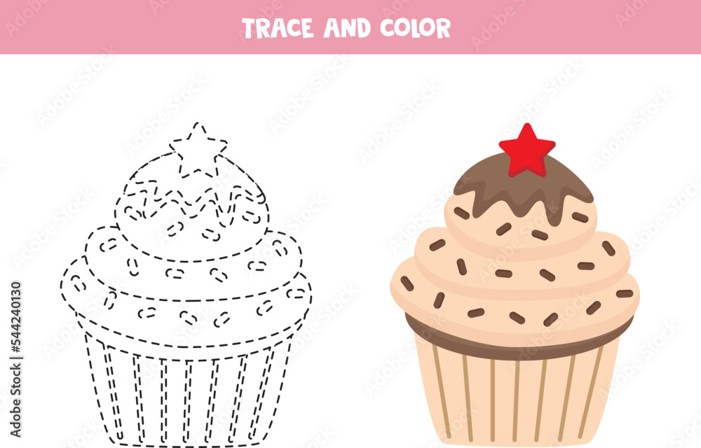 Trace and color cartoon star. Worksheet for children. Stock Vector ...