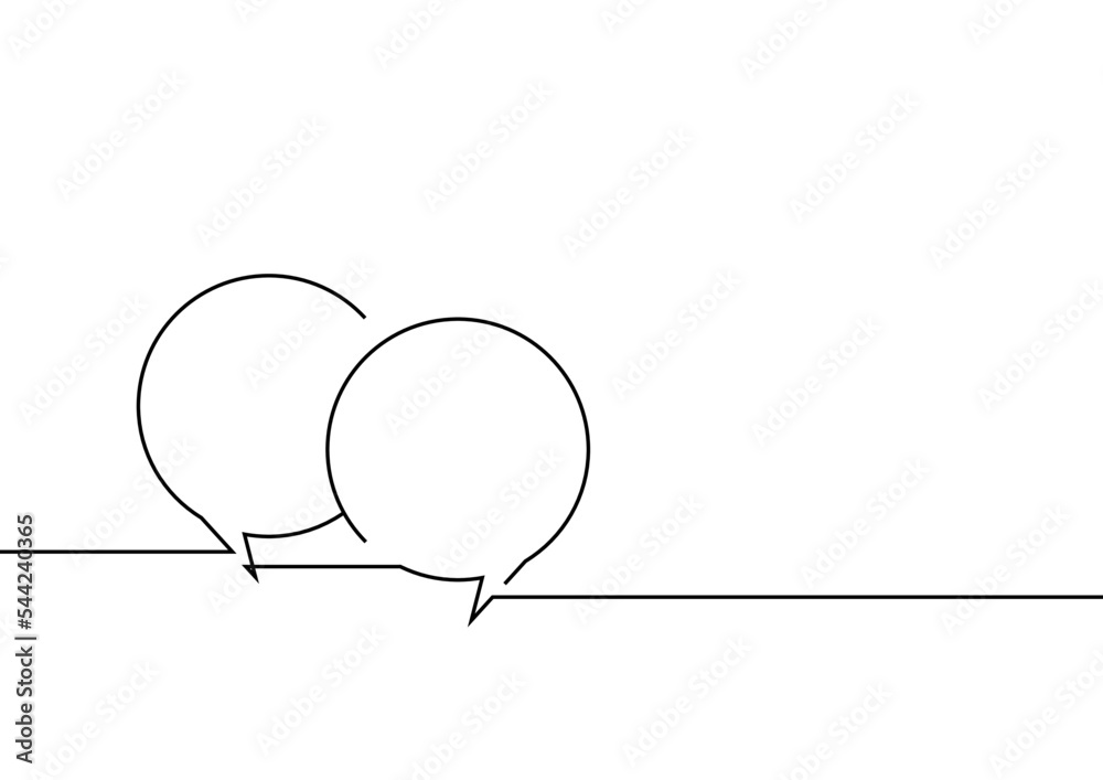 Continuous line drawing. Speech bubbles isolated on white background ...