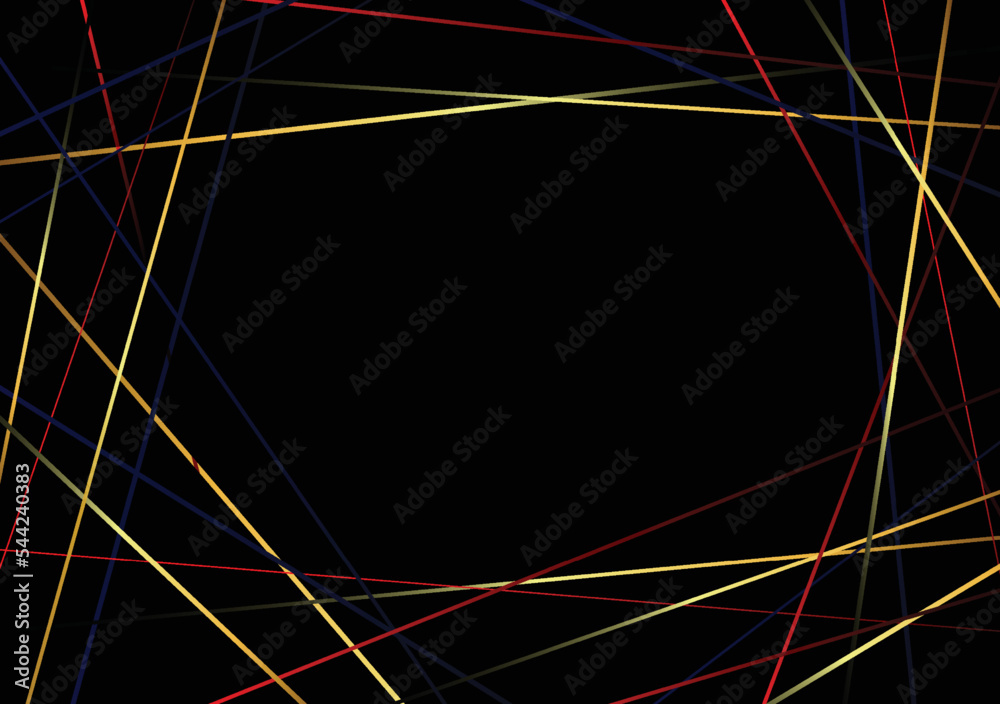 Abstract red, blue, gold line and black background for business card ...