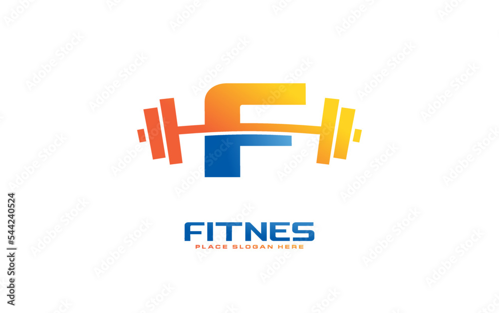 F logo gym vector for identity company. initial letter fitness template ...