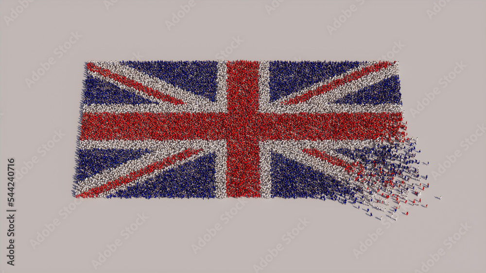 British Banner Background, with People coming together to form the Flag ...