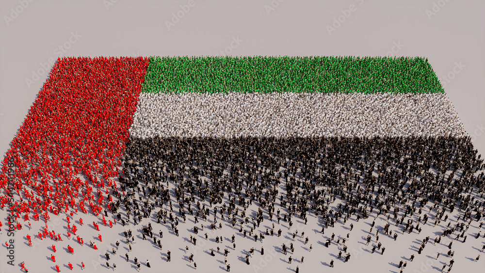 Emirati Banner Background, with People gathering to form the Flag of ...