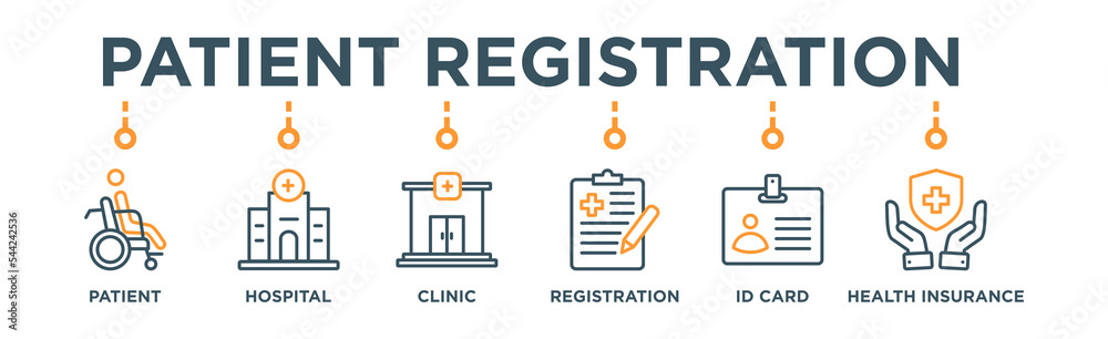Patient registration banner web icon vector illustration concept with ...