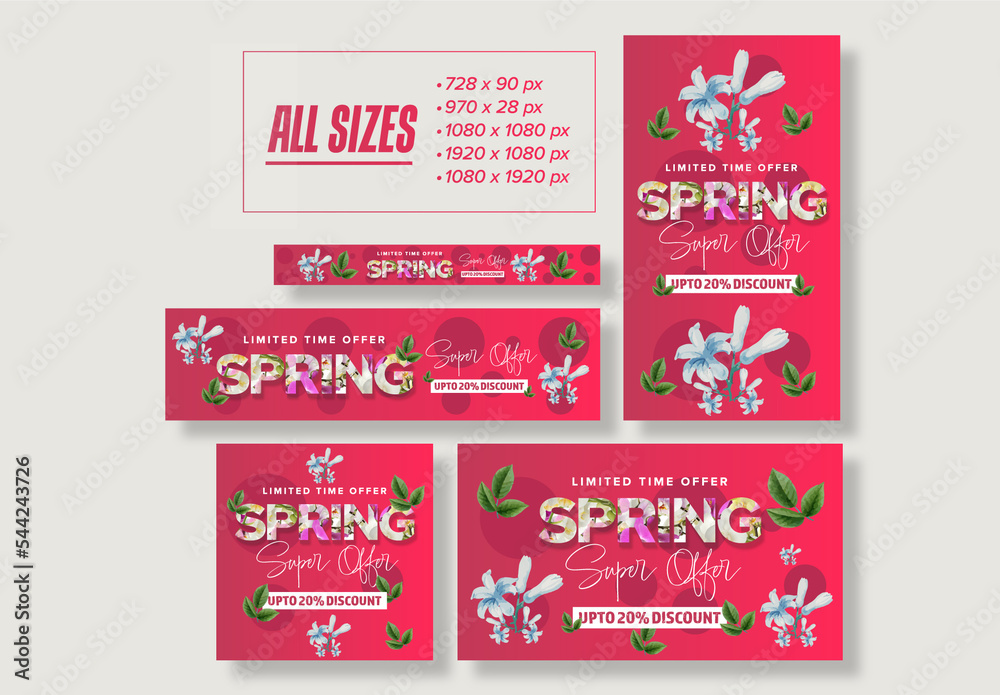 Spring Sale Web Banner Ads Stock Template | Adobe Stock