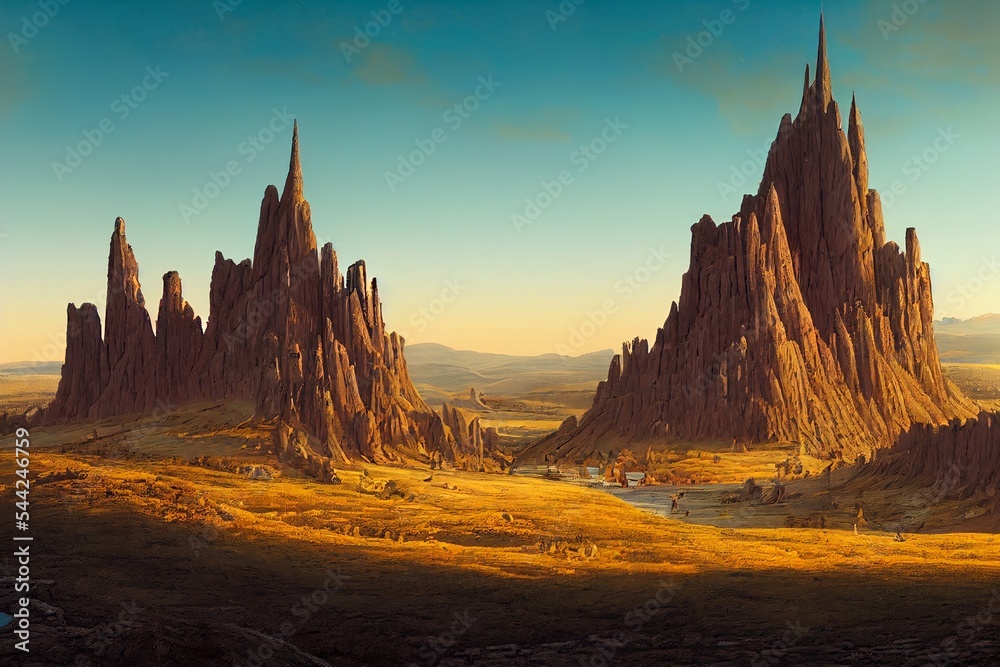 Dangerous Passage Between Two Towering Mountain Peaks in the Desert ...