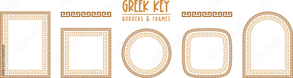 Greek key frames and borders collection. Decorative ancient meander ...