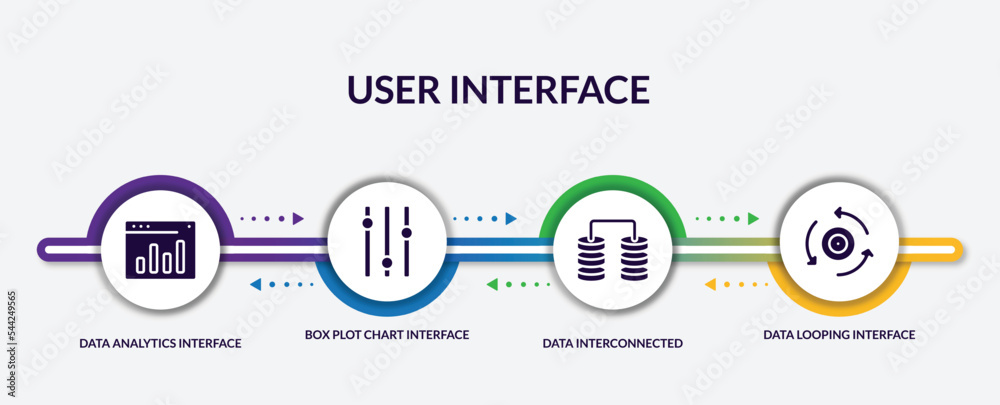 Vetor De Set Of User Interface Filled Icons With Infographic Template Flat Icons Such As Data