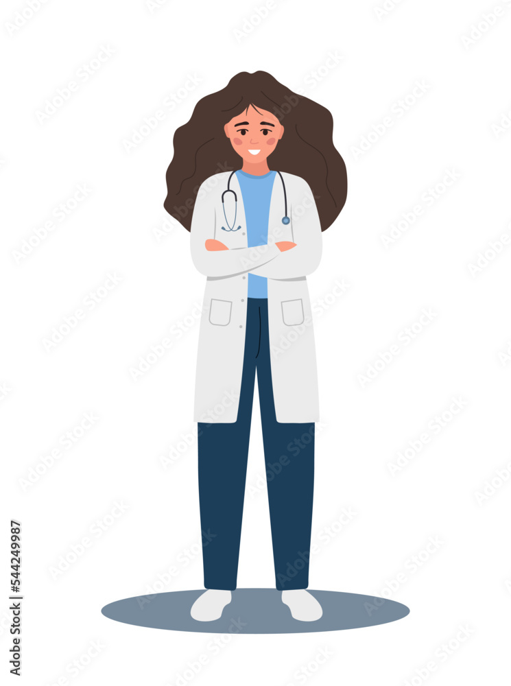 Female doctor character. Woman in medical uniform and stethoscope with ...