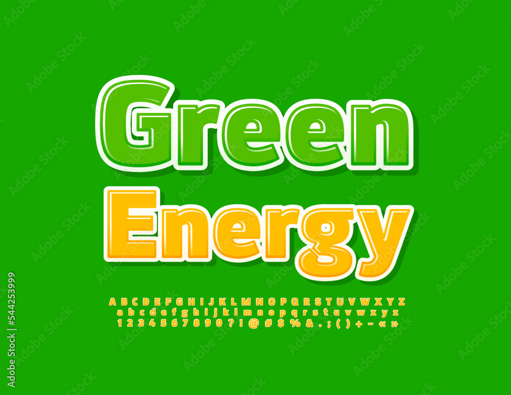 Vector creative banner Green Energy. Bright Glossy Font. Modern ...